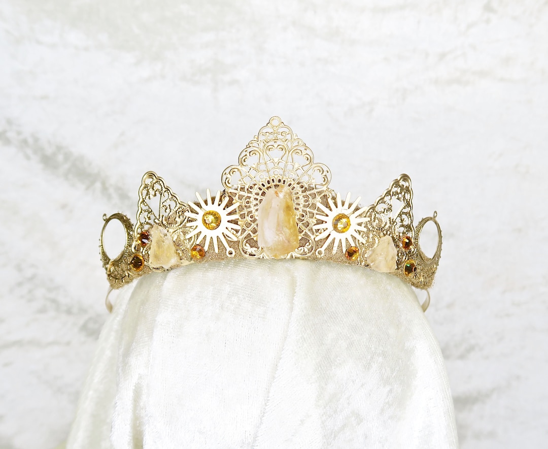 Gold Tiara With Raw Citrine – Celestial Crown Headband - Etsy