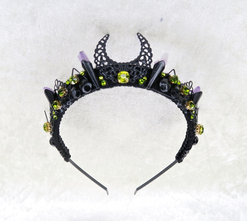 Queen Maleficent Inspired Crown - Black Crown With Amethyst - Made to ...