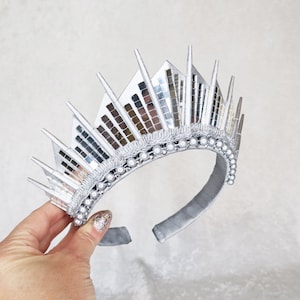 Disco Queen Blade Crown - Silver With Disco Ball Mirrors - by Loschy ...