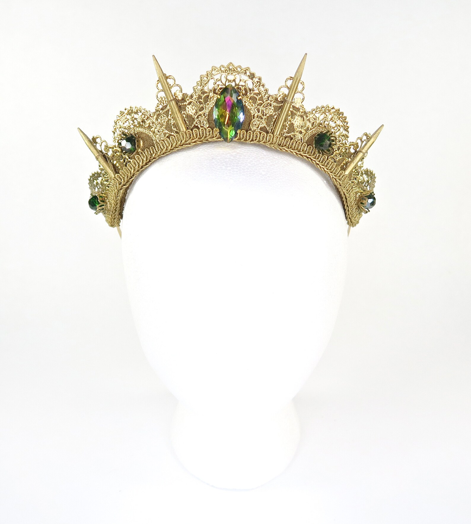 Antoinette Gemstone Filigree Spike Tiara by Loschy Designs | Etsy