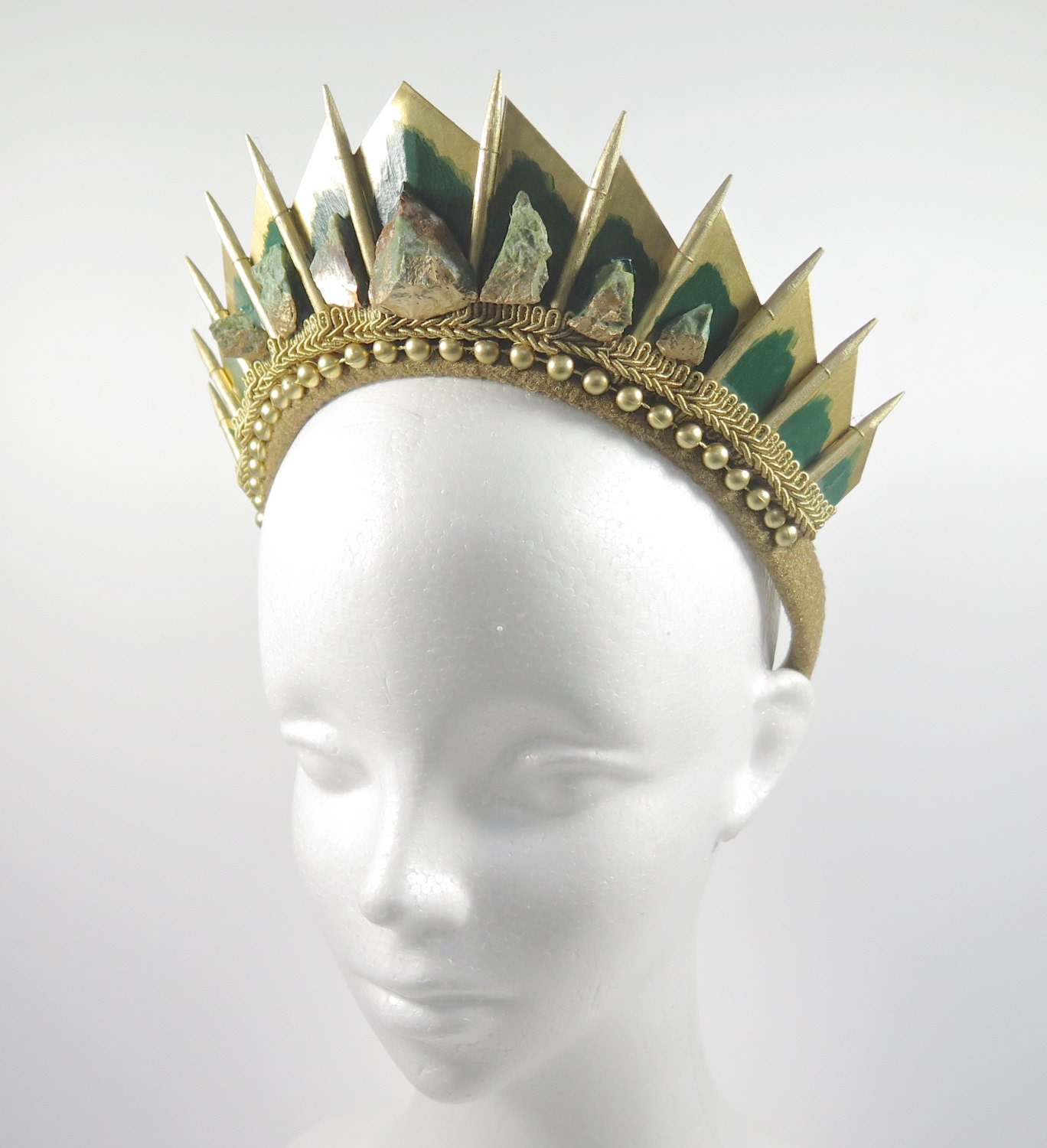 Chrysoprase Golden Blade Crystal Crown by Loschy Designs - Etsy
