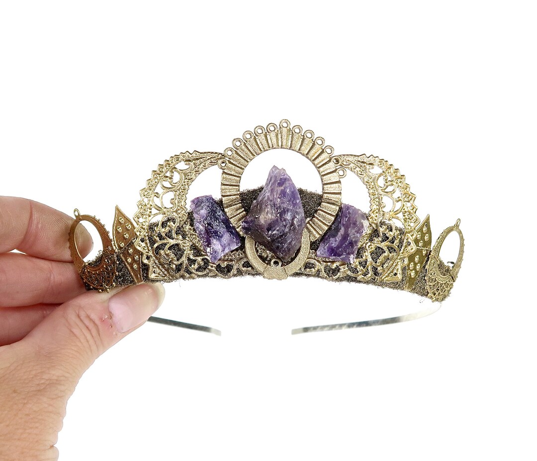 Luna Gold Tiara With Raw Amethyst - by Loschy Designs - MADE TO ORDER ...