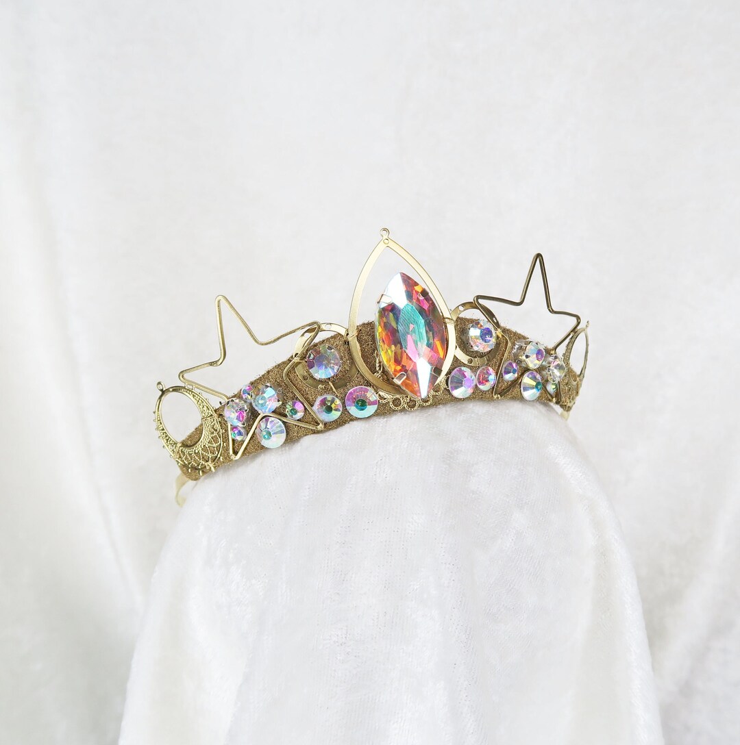 Gold Cosmos Star Tiara – Rainbow Gem Headband - Etsy