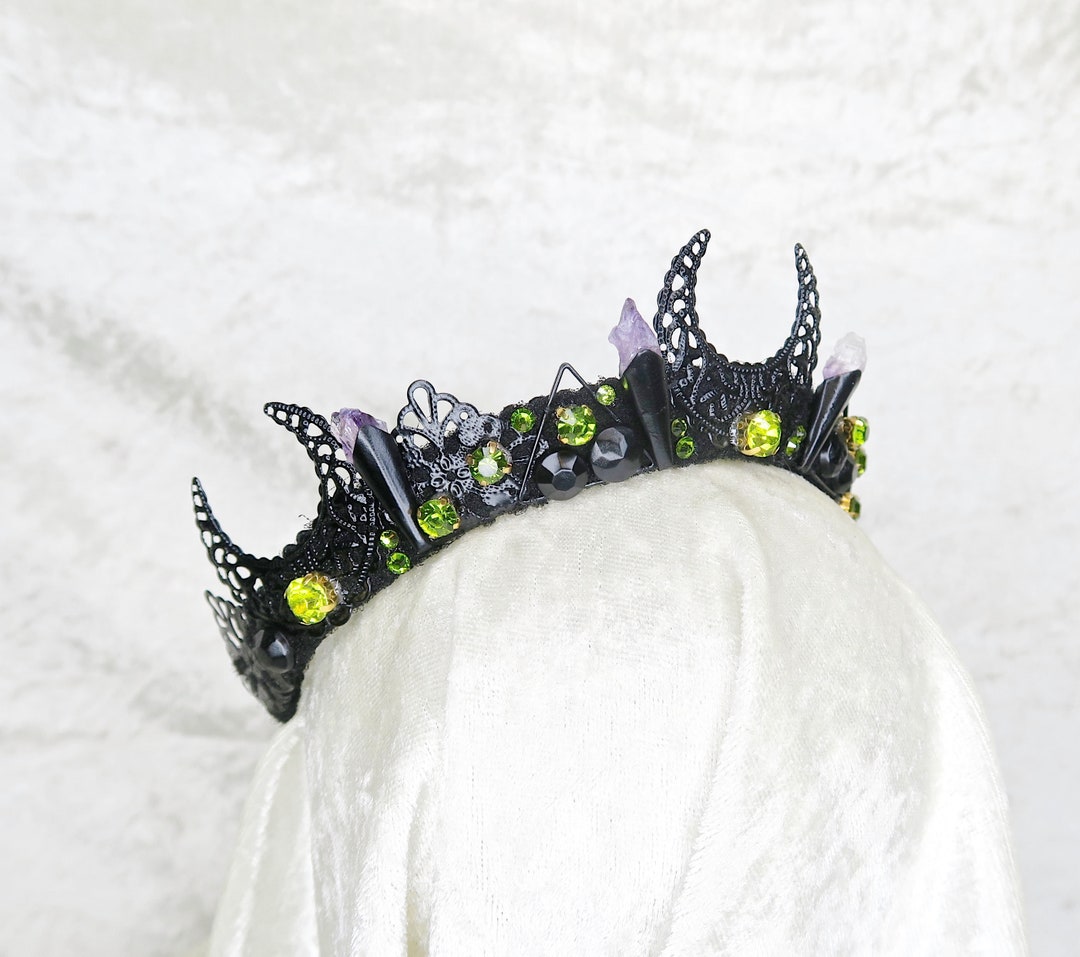 Queen Maleficent Inspired Crown - Black Crown With Amethyst - Made to ...
