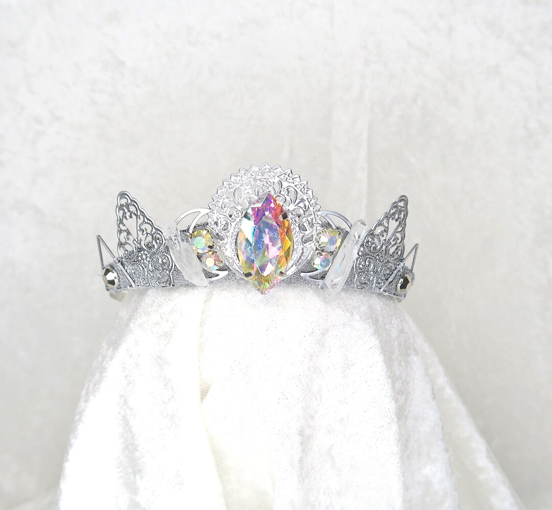 Silver Mars Rainbow Gem Tiara – Quartz Crescent Moon Crown - Etsy
