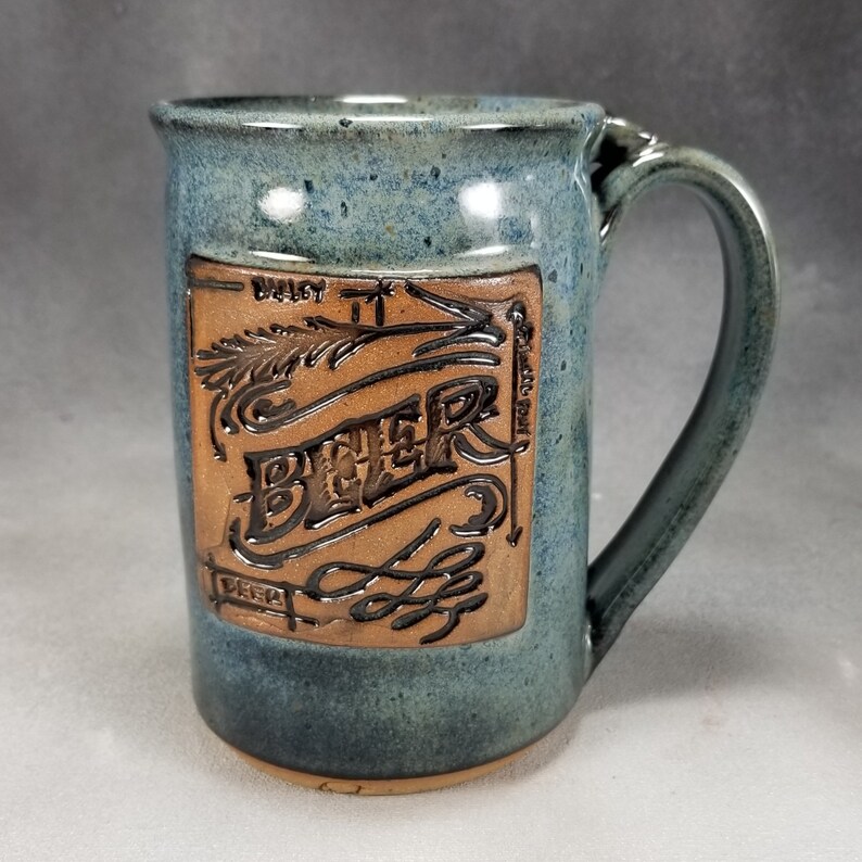 Pint Beer Stein Blue Ceramic Beer Stein 20 ounce Pottery Beer | Etsy