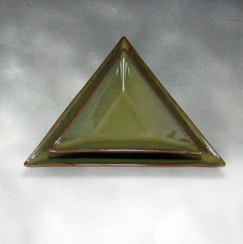 Green 8 Inch Triangle Ceramic Plate or Tray Hand Built Pottery - Etsy