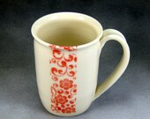 Coffee Mug 12 Oz Red and White Translucent Porcelain Coffee - Etsy