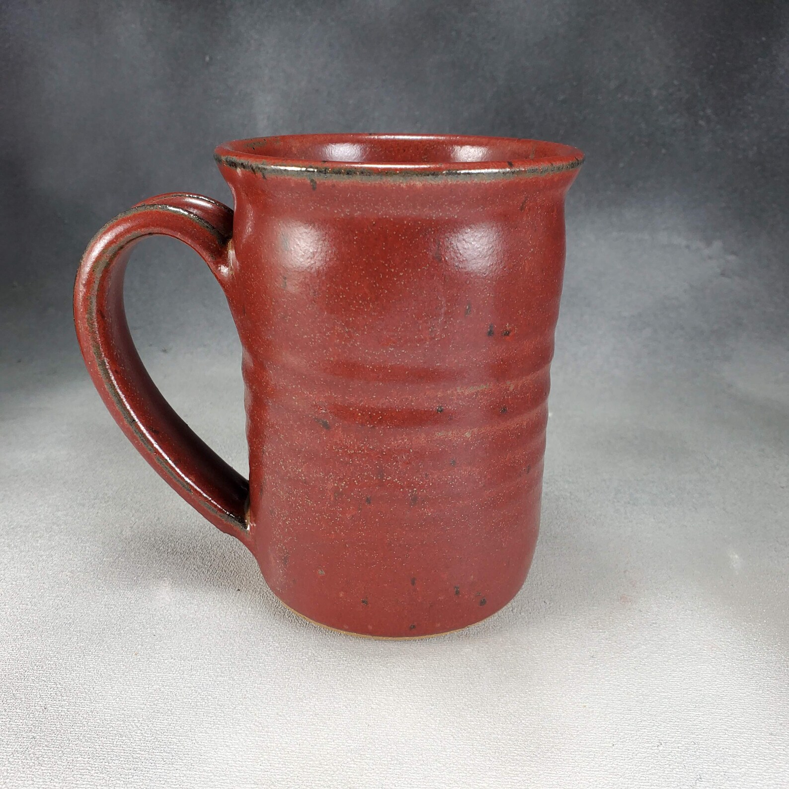 Large Coffee Mug With Wavy Sides Rust Red Ceramic Coffee Mug | Etsy