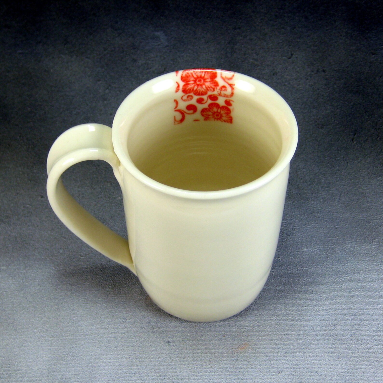 Coffee Mug 12 Oz Red and White Translucent Porcelain Coffee | Etsy