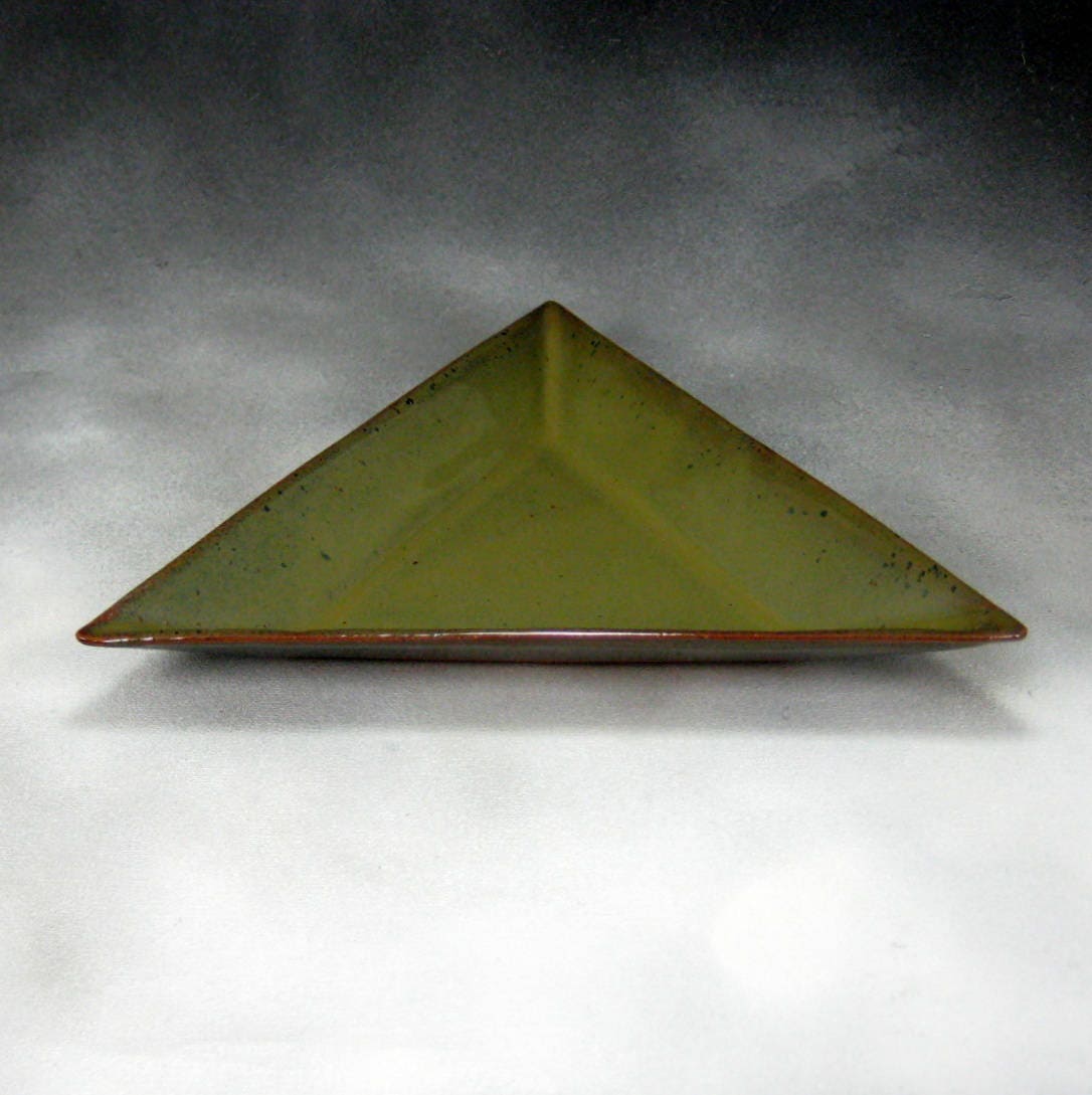 Green 8 Inch Triangle Ceramic Plate or Tray Hand Built Pottery | Etsy