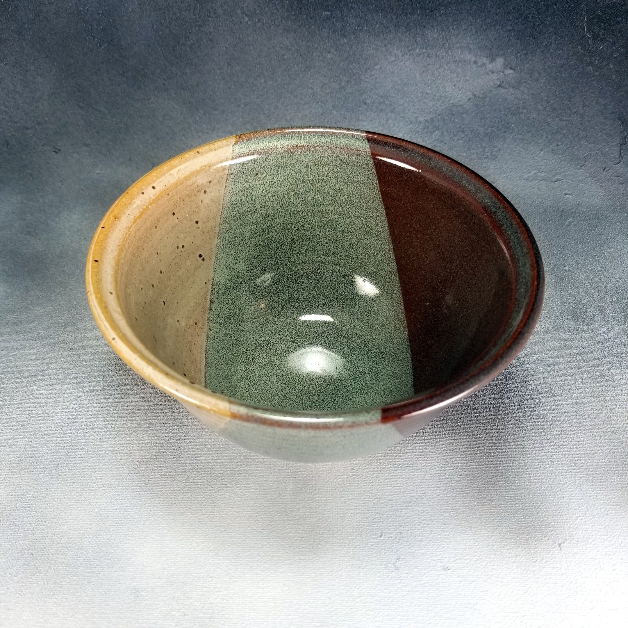 Pottery Bowl Serving Bowl With Rim in Green Yellow and Brown | Etsy