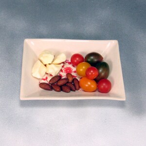 Red and White Small Rectangle Ceramic Plate or Tray Hand Built Pottery ...