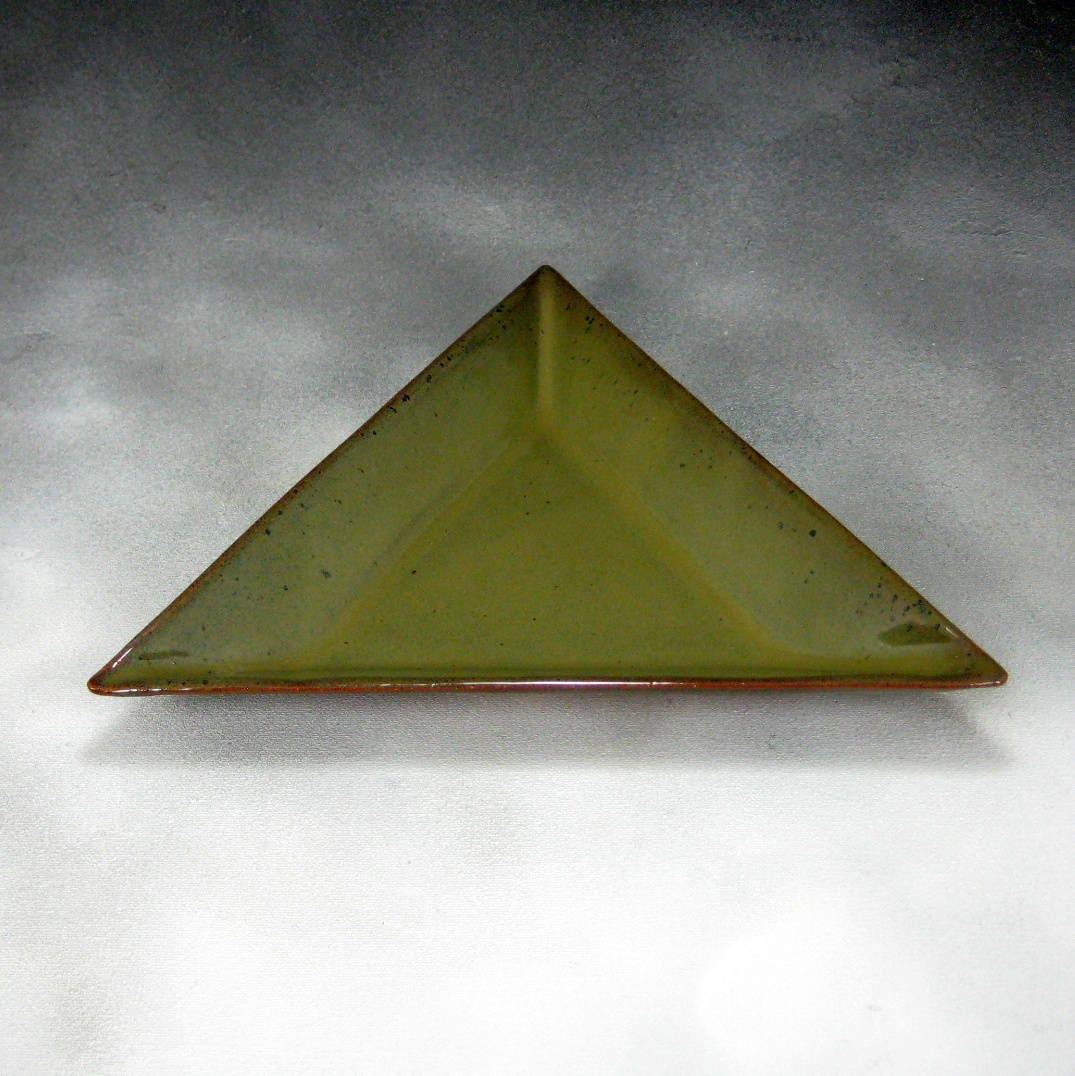 Green 8 Inch Triangle Ceramic Plate or Tray Hand Built Pottery | Etsy