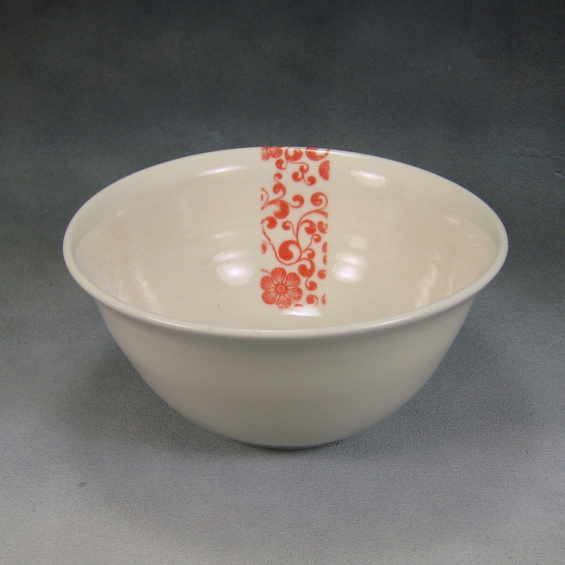Porcelain Bowl 22 Oz Red and White Flower Noodle Bowl Rice | Etsy
