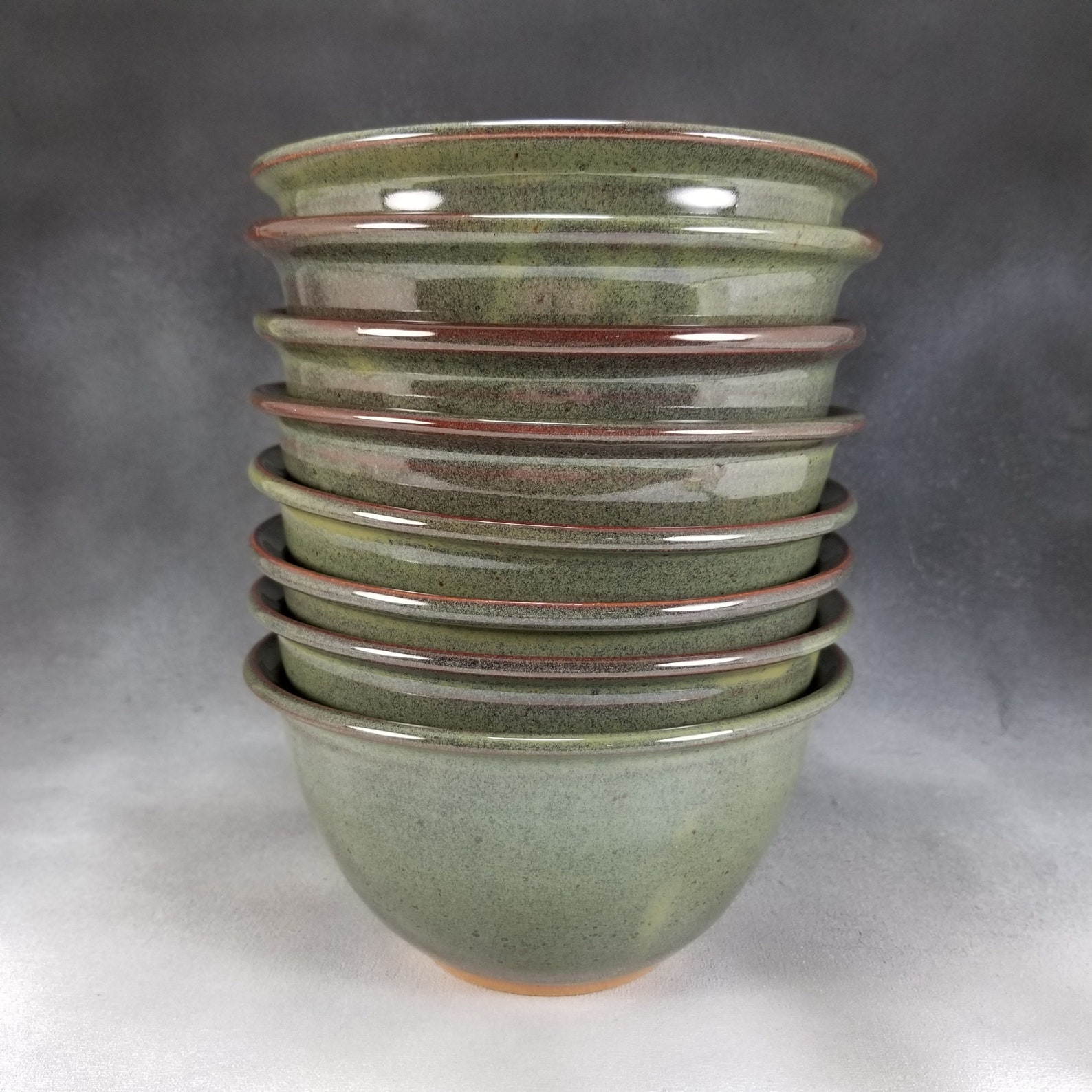 Pottery Bowl Serving Bowl With Rim in Green Rice Bowl Soup - Etsy