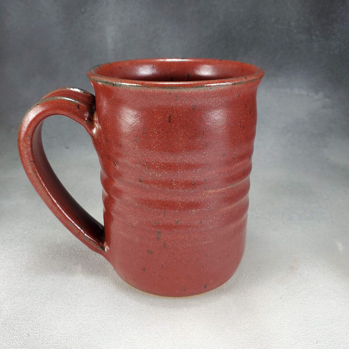 Large Coffee Mug With Wavy Sides Rust Red Ceramic Coffee Mug | Etsy