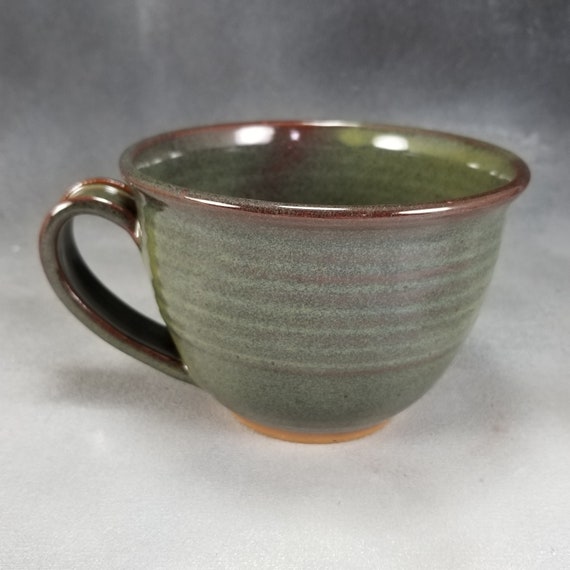 Soup Mug Ceramic Cappuccino Coffee Cup 16 Oz Mug in Green Hand - Etsy