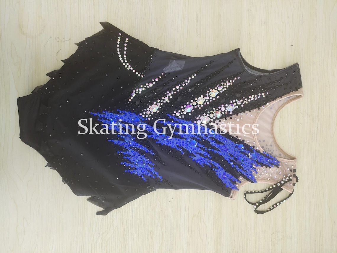 Customized Rhythmic Gymnastics Leotards Girls Women Strechy Mesh Black ...
