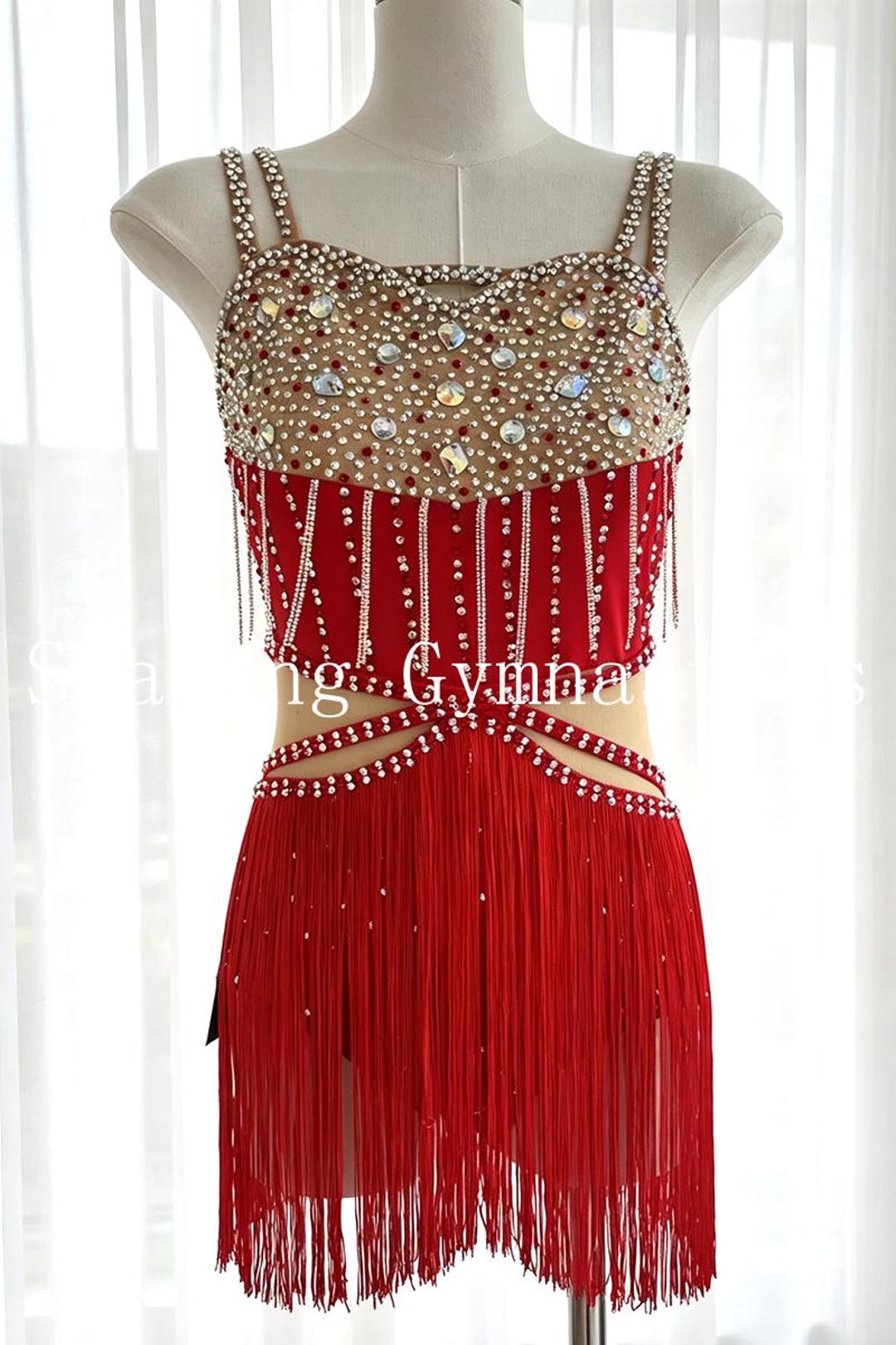 Girls Adults Red Modern Dance Dress, Elegant Lyrical Performance ...