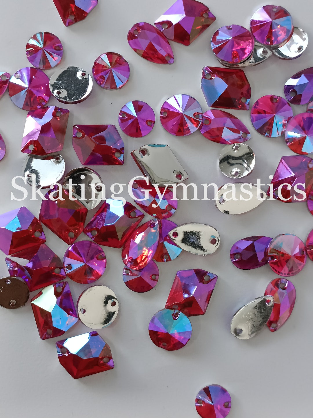 Sew on Resin Crystals Variety Shapes Gemstones Flat Back Crystals Holes ...