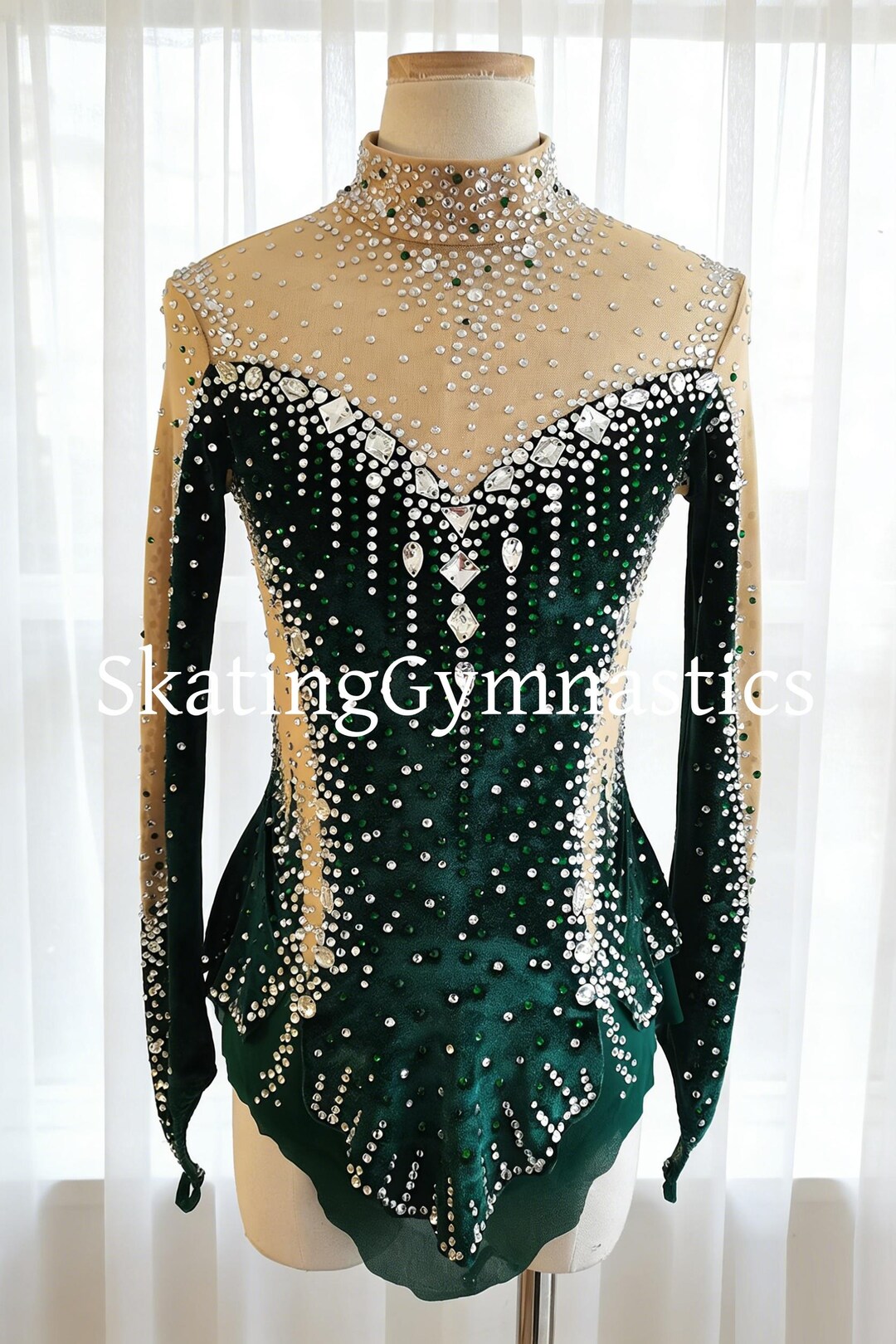 Handmade Green Velvet Gymnastics Leotard: Rhinestone Dancewear - Etsy