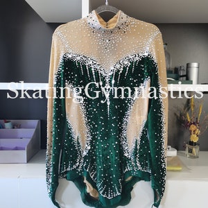 Handmade Green Velvet Gymnastics Leotard: Rhinestone Dancewear - Etsy