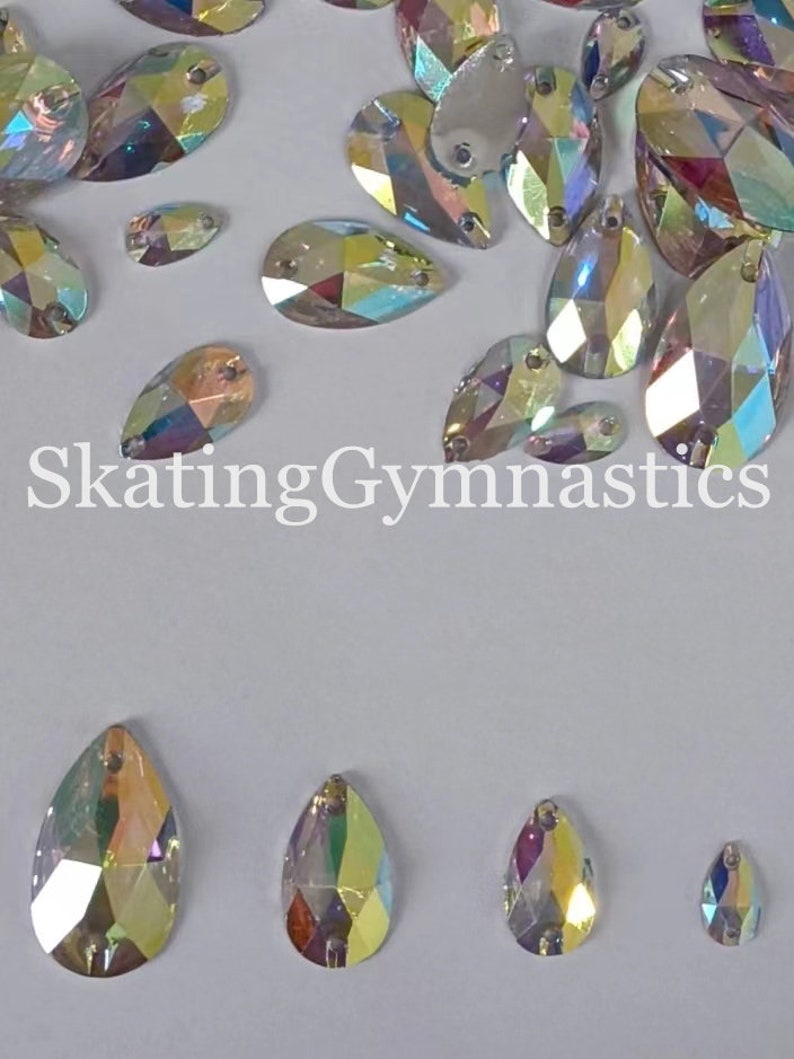 High Quality Crystals Sew on Pear Drop Flat Back Crystals 2 Holes-for ...