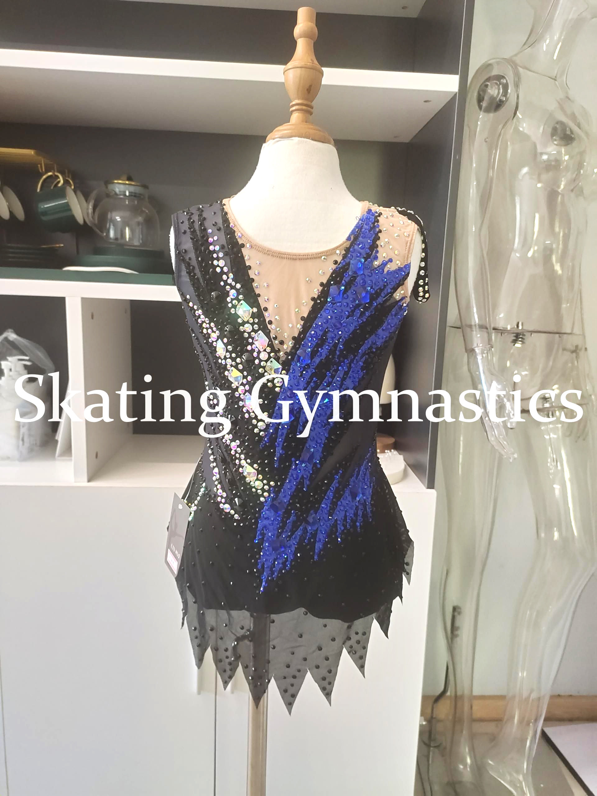 Customized Rhythmic Gymnastics Leotards Girls Women Strechy Mesh Black ...