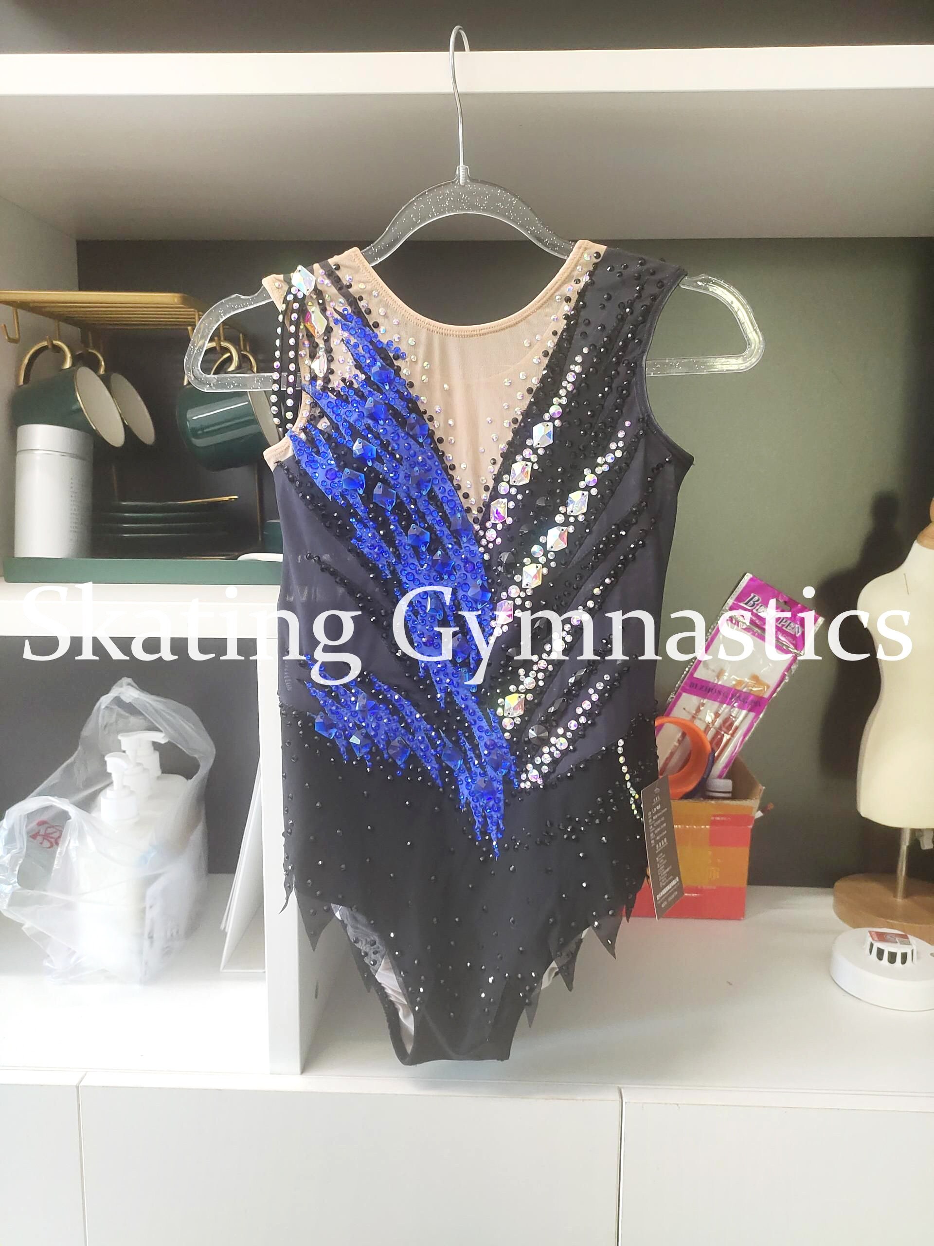 Customized Rhythmic Gymnastics Leotards Girls Women Strechy Mesh Black ...