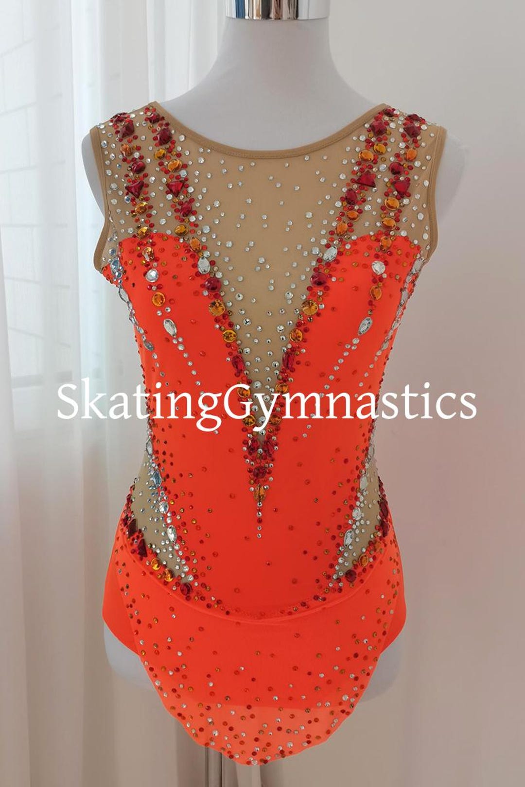 Handmade Orange Artistics Gymnastics Leotards Girls Women Professional ...
