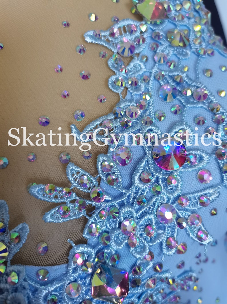 Handmade Blue Figure Skating Dress Girls Women Dancewear Competition ...