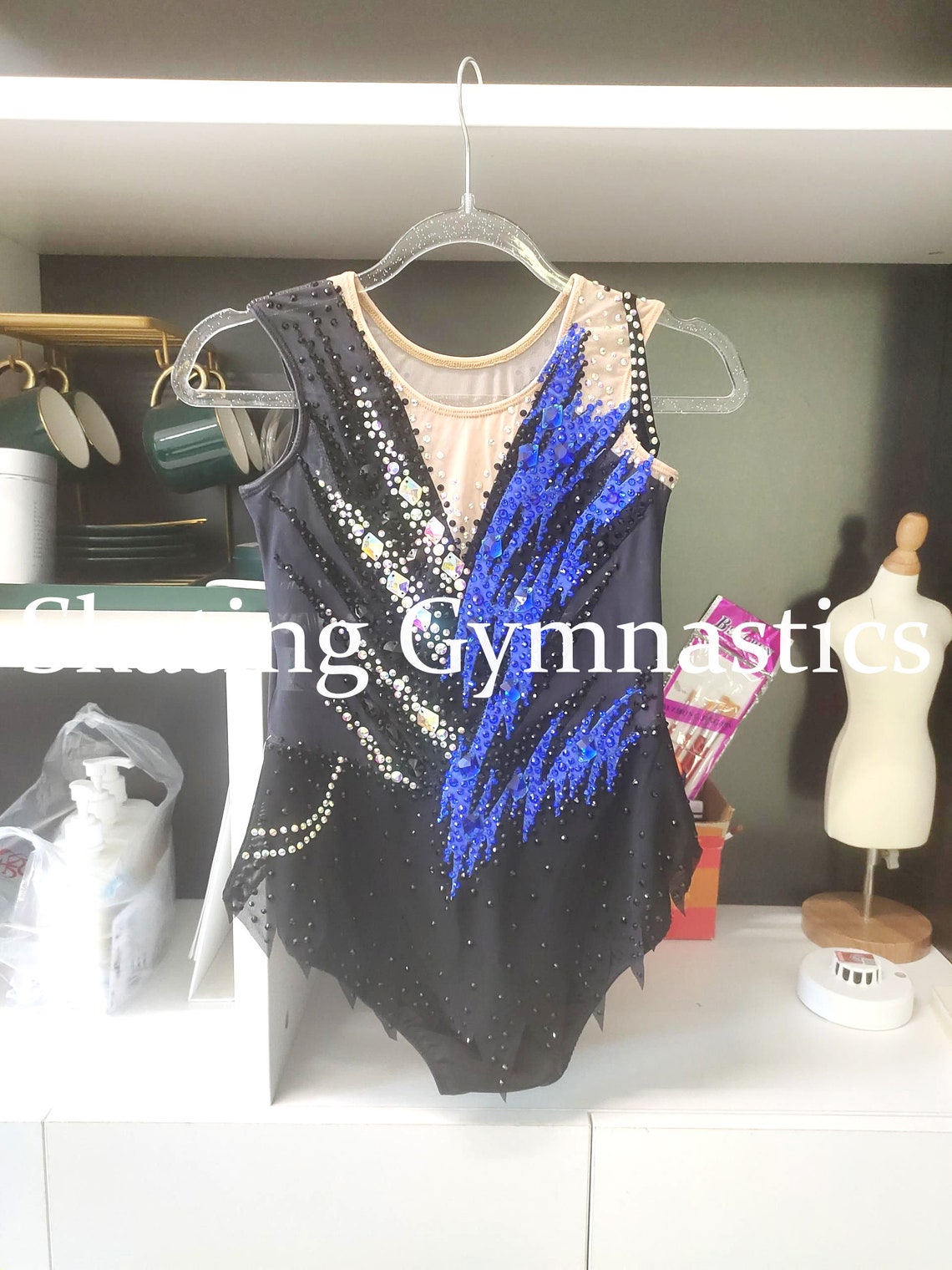 Customized Rhythmic Gymnastics Leotards Girls Women Strechy Mesh Black ...