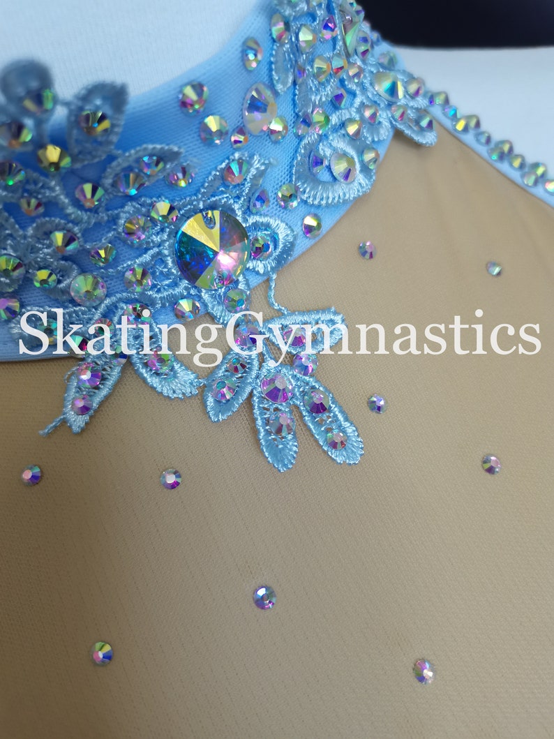 Handmade Blue Figure Skating Dress Girls Women Dancewear Competition ...
