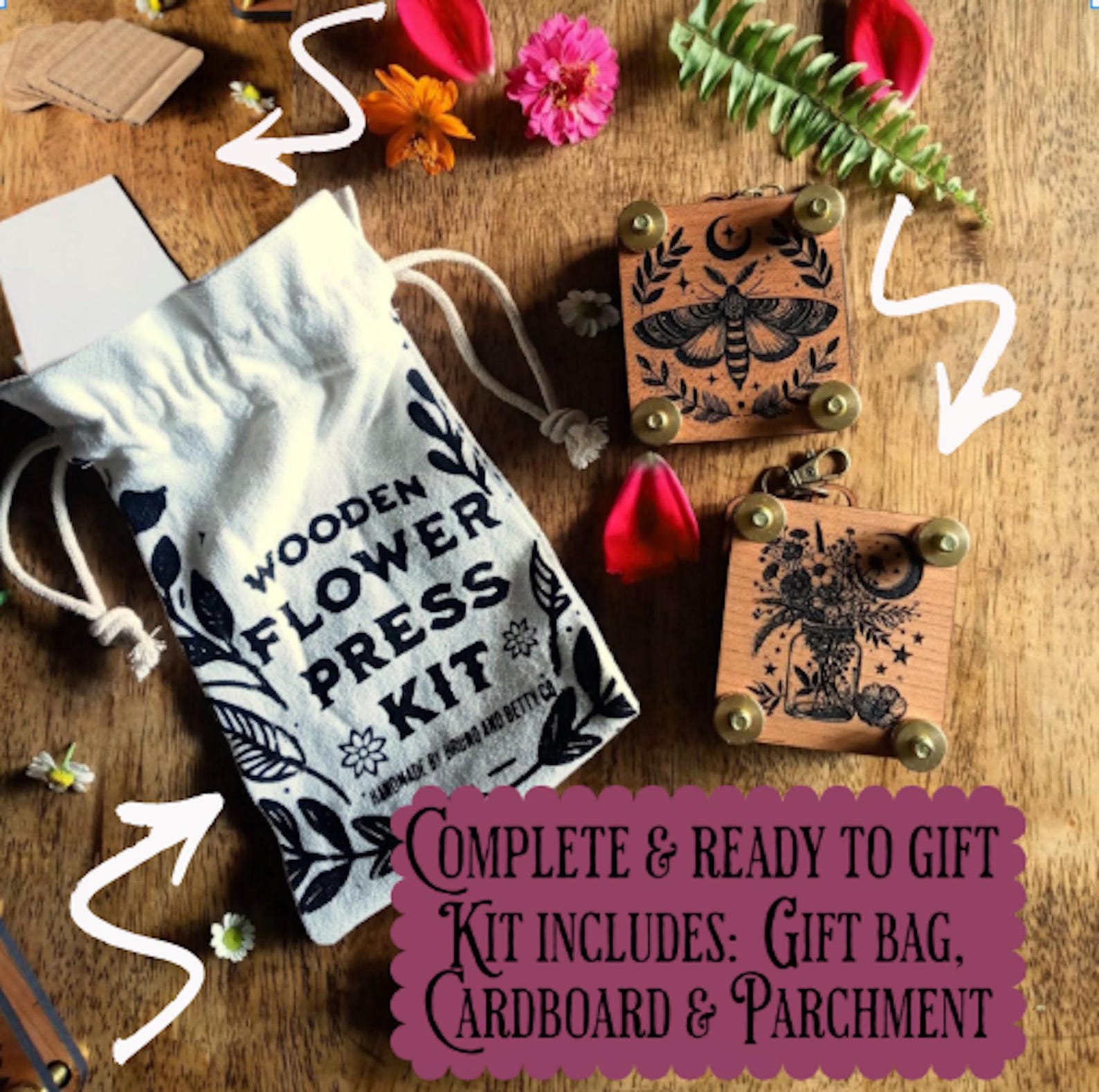 Mini Flower Press Kit - Wooden Pocket-sized Wildflower and Botanical ...