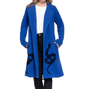 Boho Snake Graphic Jacket Womens Pink Pea Coat Pink Formal Coats Goth ...