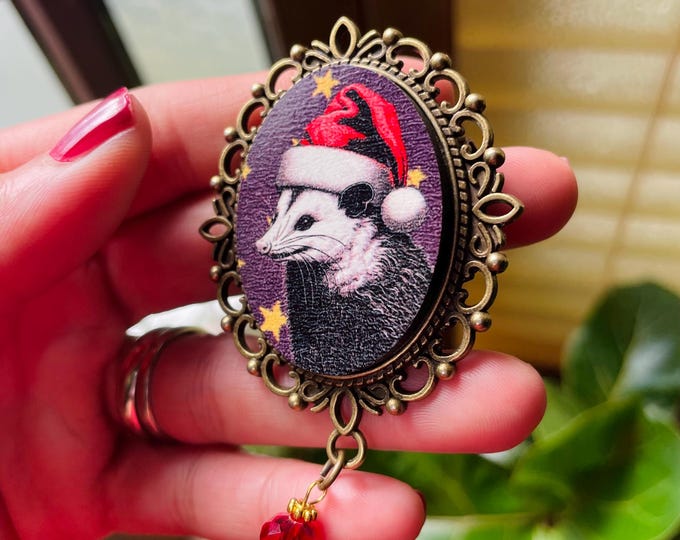Christmas Opossum Brooch - Holiday Possum Pin - Etsy