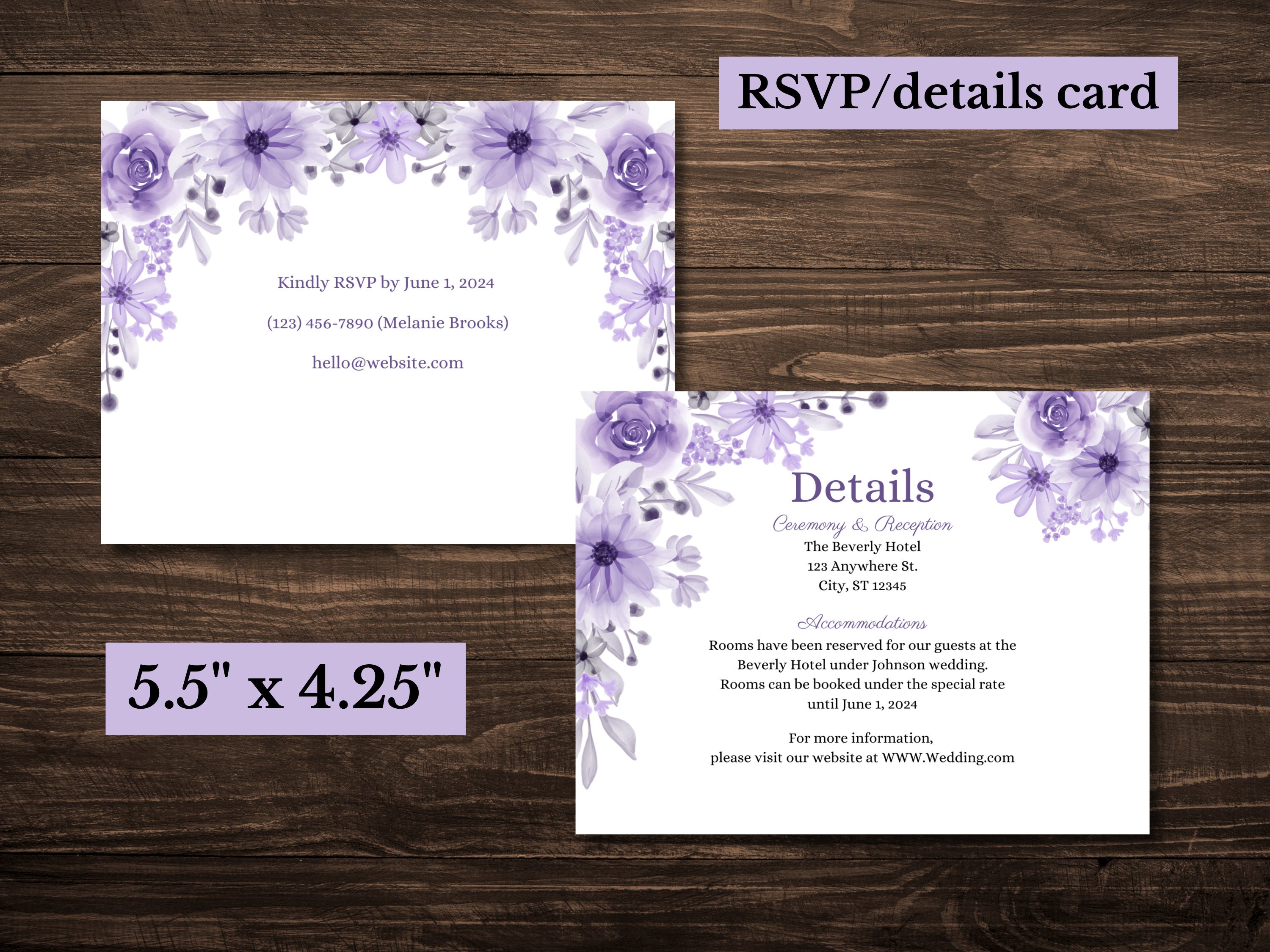 Purple Daisy Wedding Invitation Templates, Digital Templates for ...
