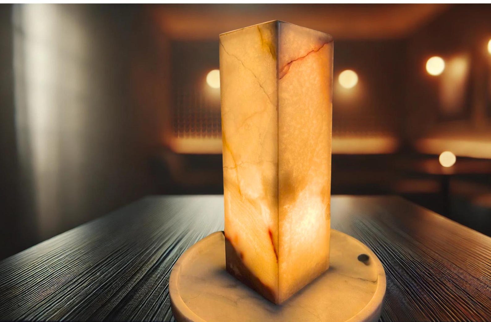 Rectangle Onyx Lamp, Onyx Lighting Bedside Lamp, Zen Geometric Mood ...