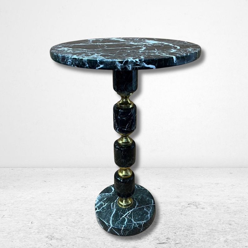 Onyx Table, Black and White Marble Table, Marble Side Table, Stone ...