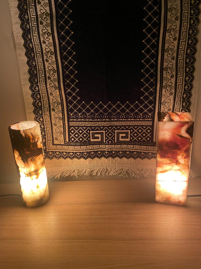 Rectangle Onyx Lamp, Onyx Lighting Bedside Lamp, Zen Geometric Mood ...