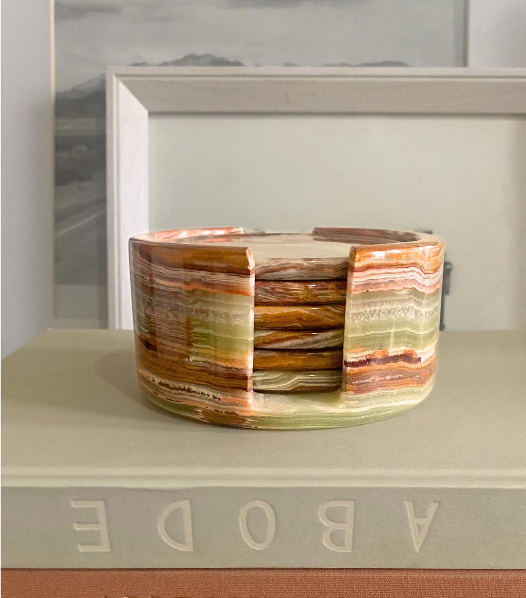 Hand-crafted Onyx Coasters, Set of 6 (4" Natural Stone Coasters, Marble ...