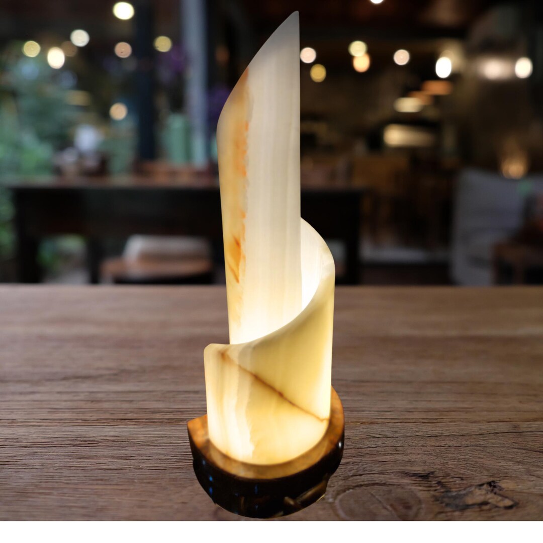 Spiral Onyx Lamp, Onyx Lighting Bedside Lamp, Zen Geometric Mood Lamp ...