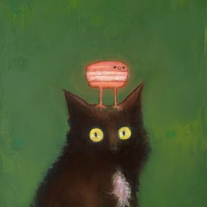 Nikko the Cat Sports a Pink Macaron Bird on Her Head PRINT 8”x 10 ...