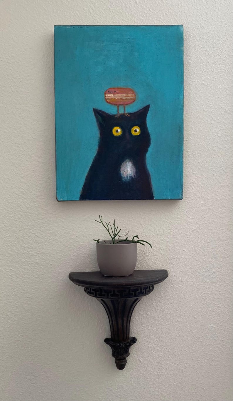 Nikko With a Pink Macaron Bird ORIGINAL Acrylic Painting on 9”x 12 ...