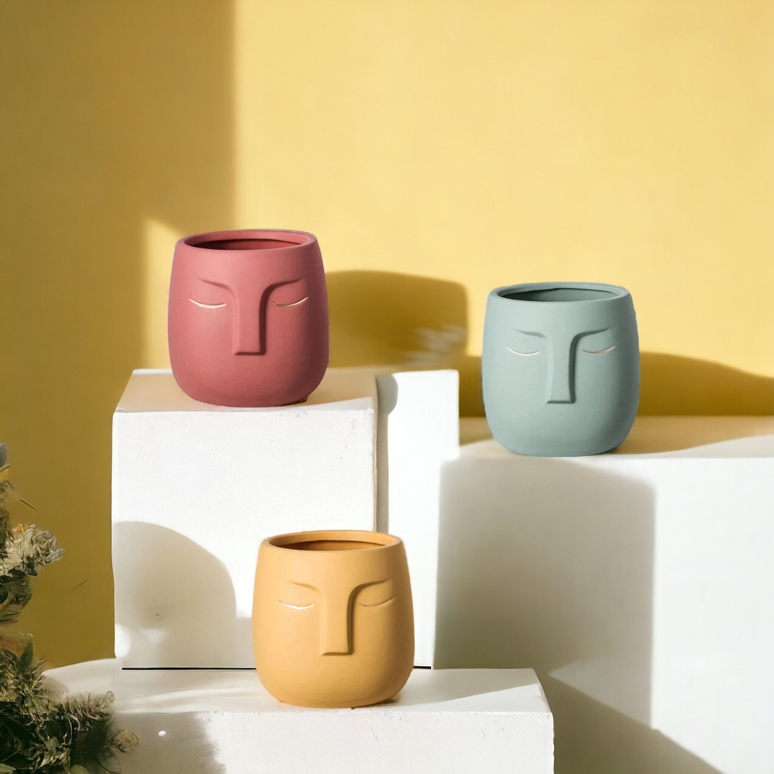 Happy Face Planter Eco-friendly Bio-based Material Cute Plant Pot Face ...