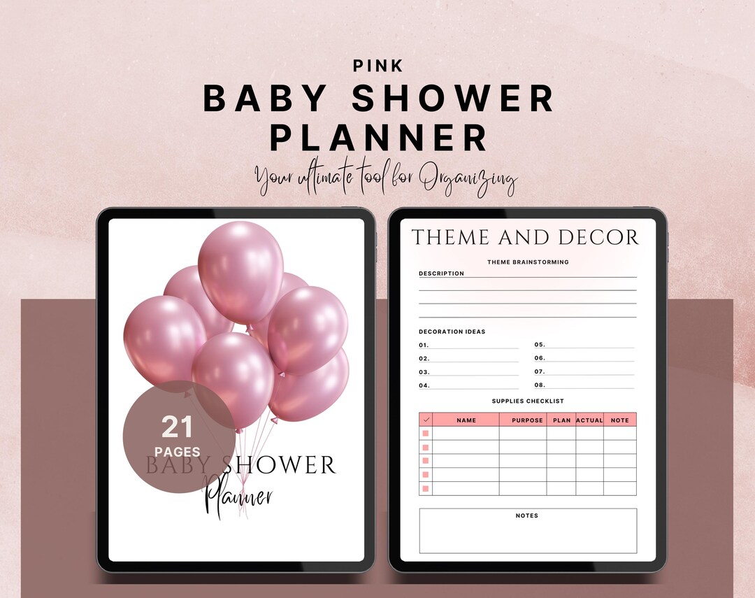 Pink Baby Shower Planner Complete Printable PDF for Moms-to-be Timeline ...