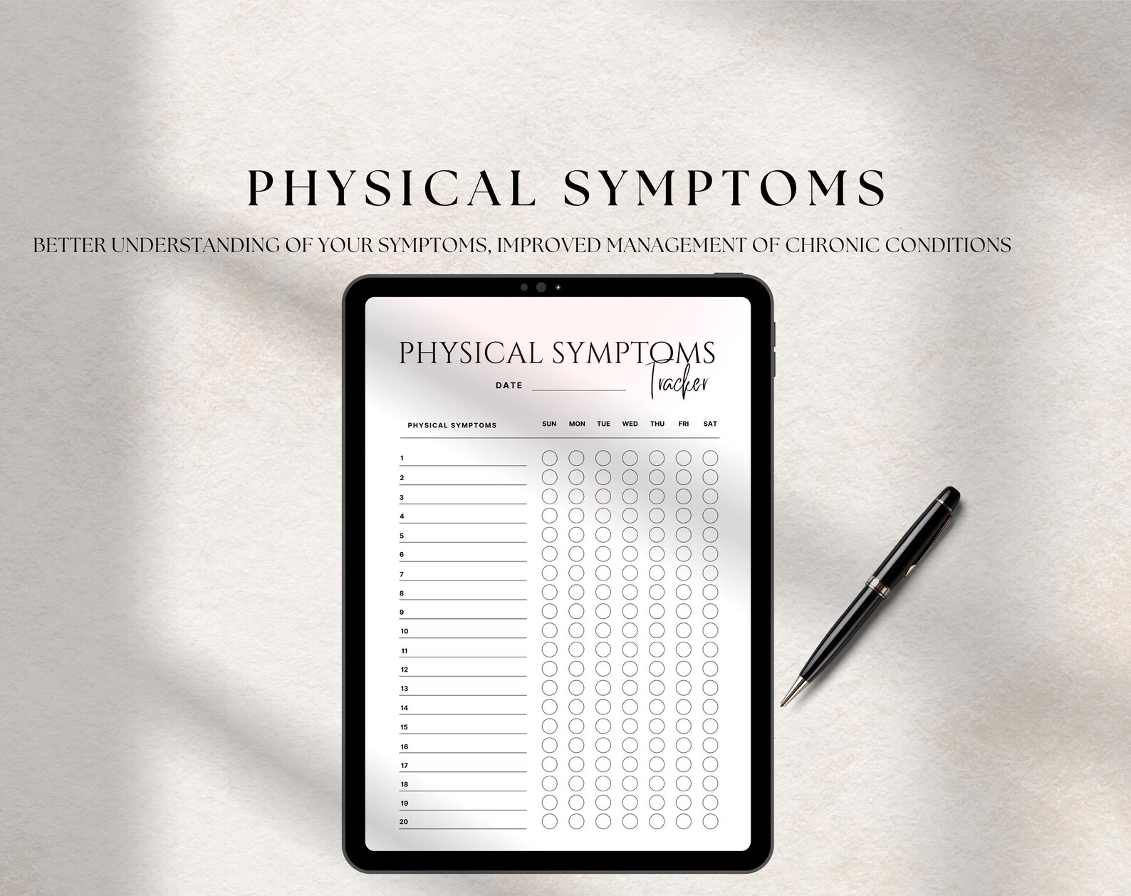 Symptom Printable Tracker | Detailed Symptom Frequency Journal ...