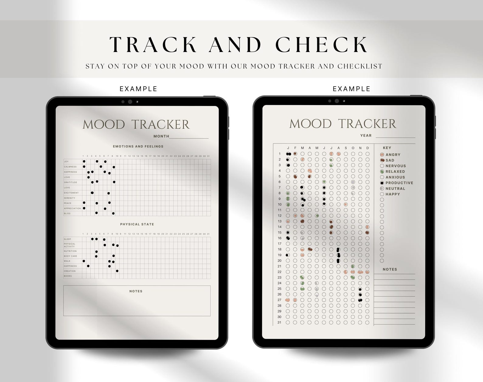 Mood Tracker Printable Kit, Monthly Mood Chart for Mental Health ...
