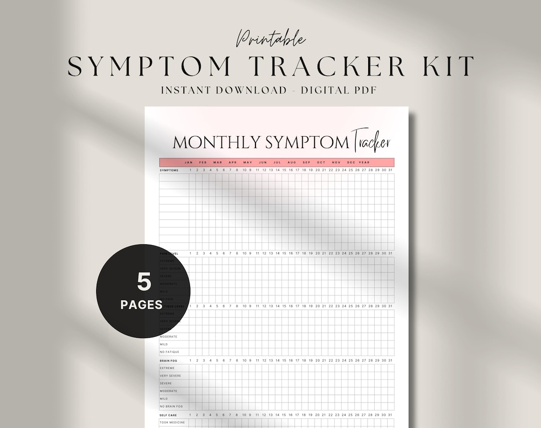 Symptom Printable Tracker | Detailed Symptom Frequency Journal ...